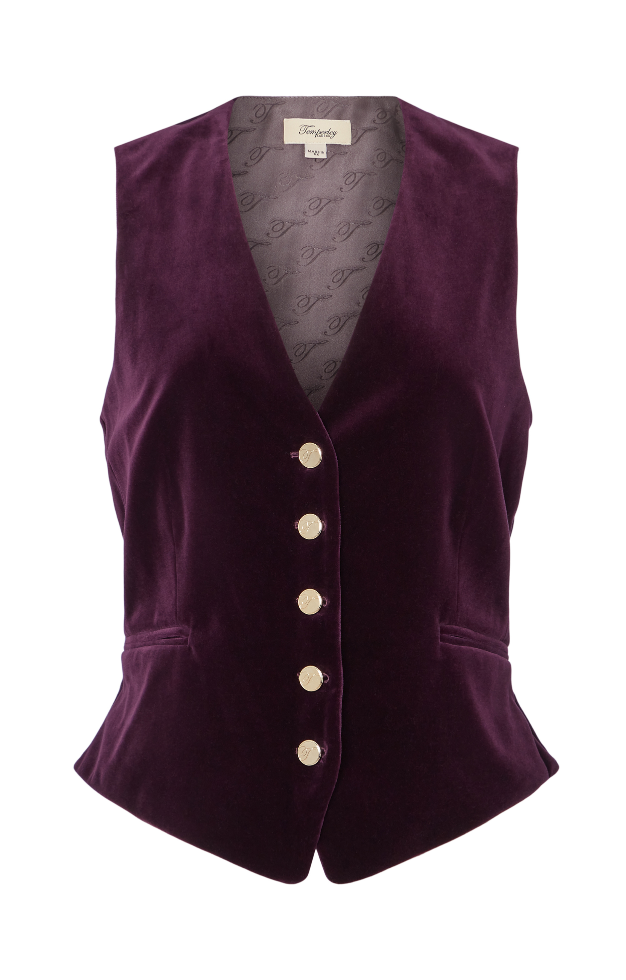 Clove Velvet Waistcoat - Dark Amethyst | Tailoring | Temperley London ...